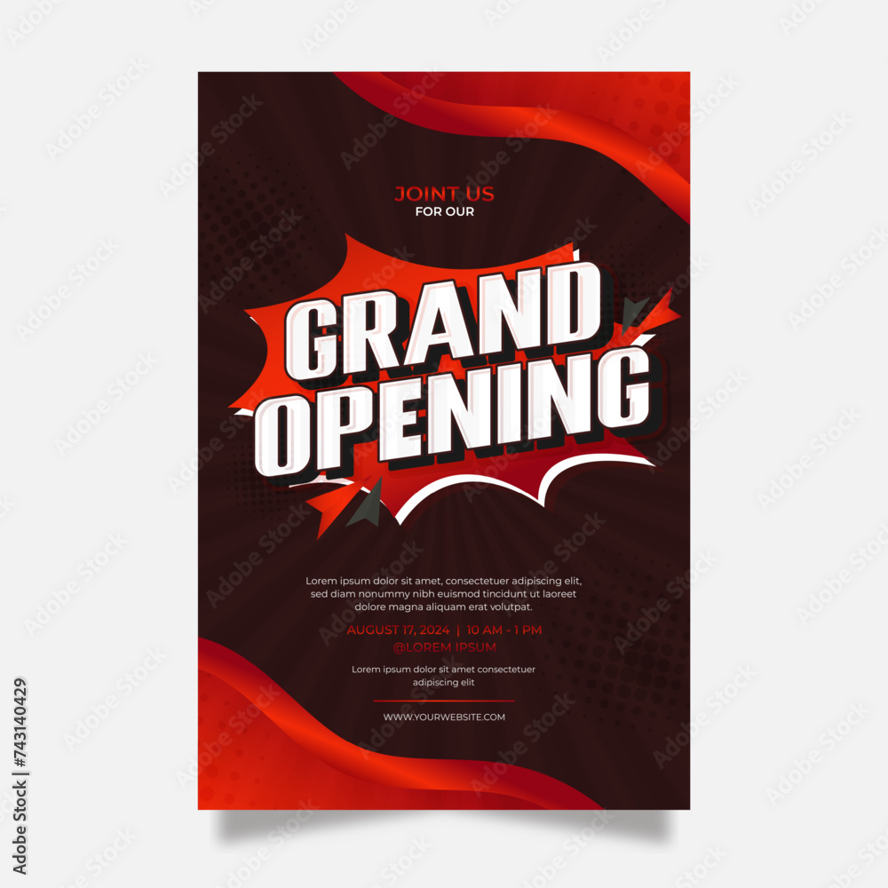 Grand opening ceremony invitation or flyer design. Sale promotion ...