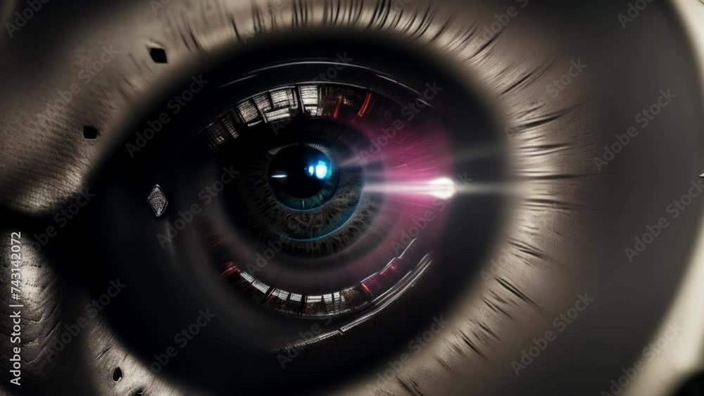 Futuristic video showcasing a cyborg eye with AI integration. Ideal for ...
