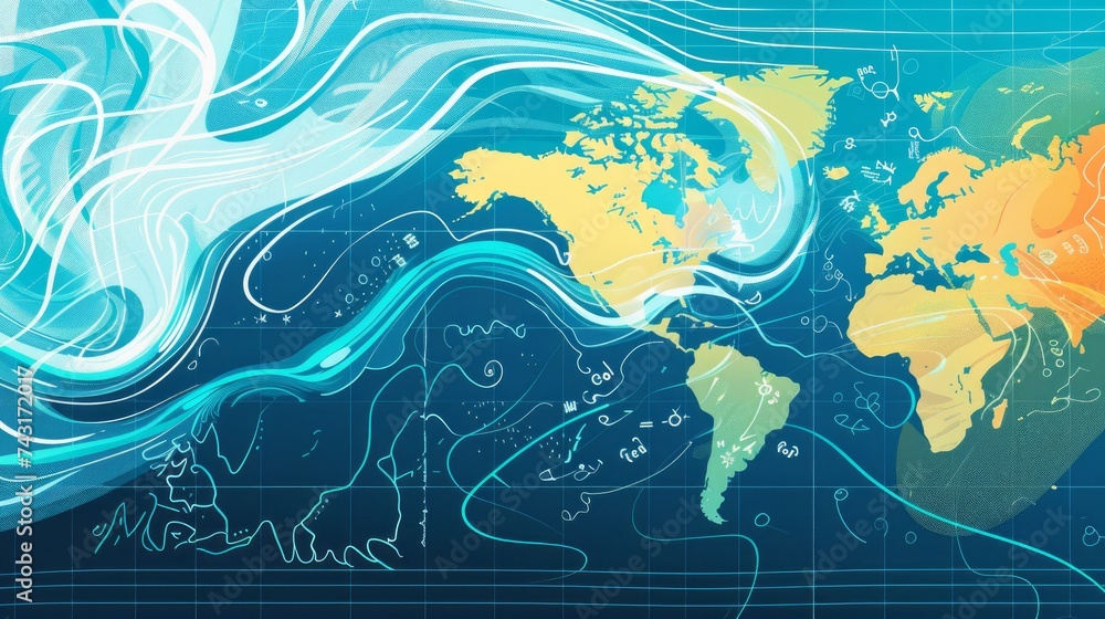 ภาพประกอบสต็อก Editable vector illustration of a standard weather map ...