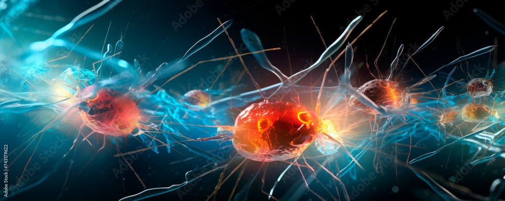 This imagery showcases the dynamic connections of neural networks ...