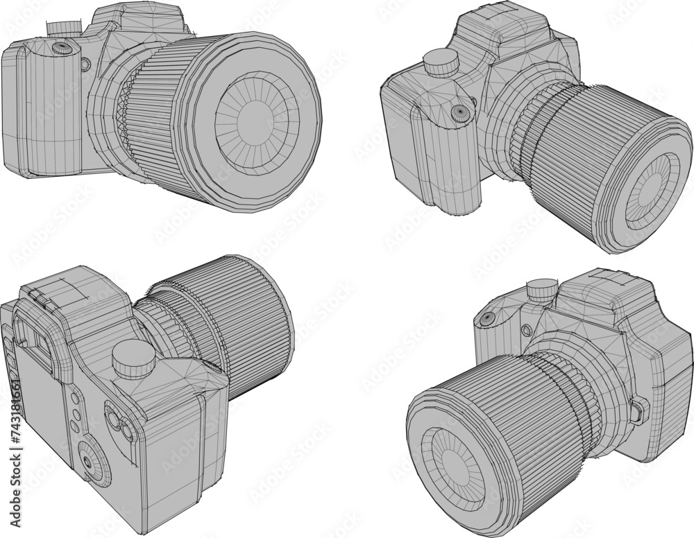 Vector sketch illustration of digital DSLR camera design for ...