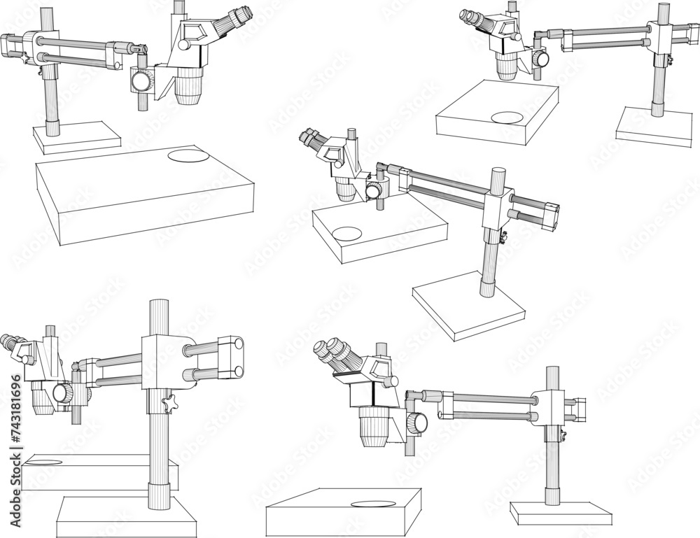 Vector sketch illustration of digital microscope design for viewing ...