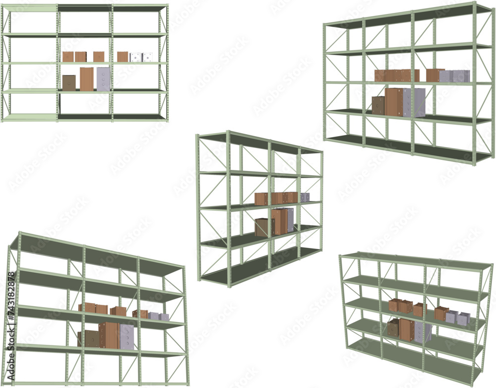 Vector sketch illustration of goods rack design for warehouse storage ...