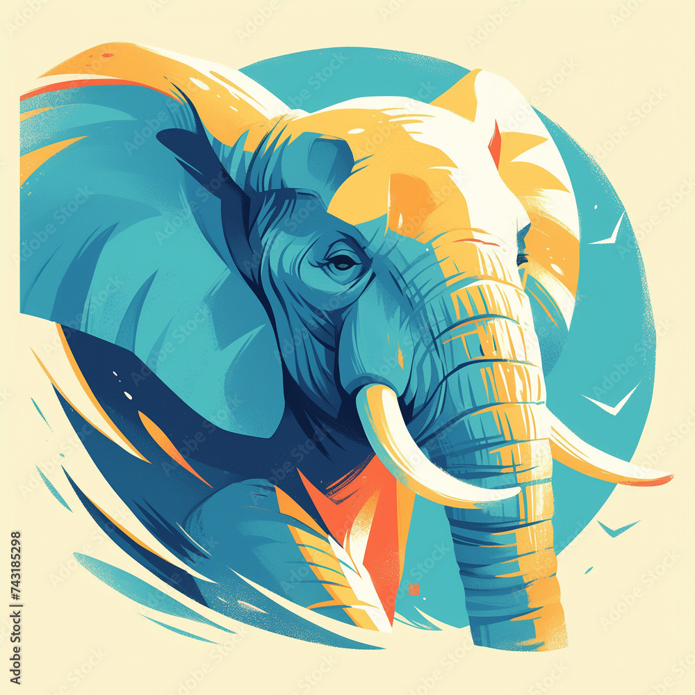 Elephant badge emblem for t-shirt design. Creative poster design ...