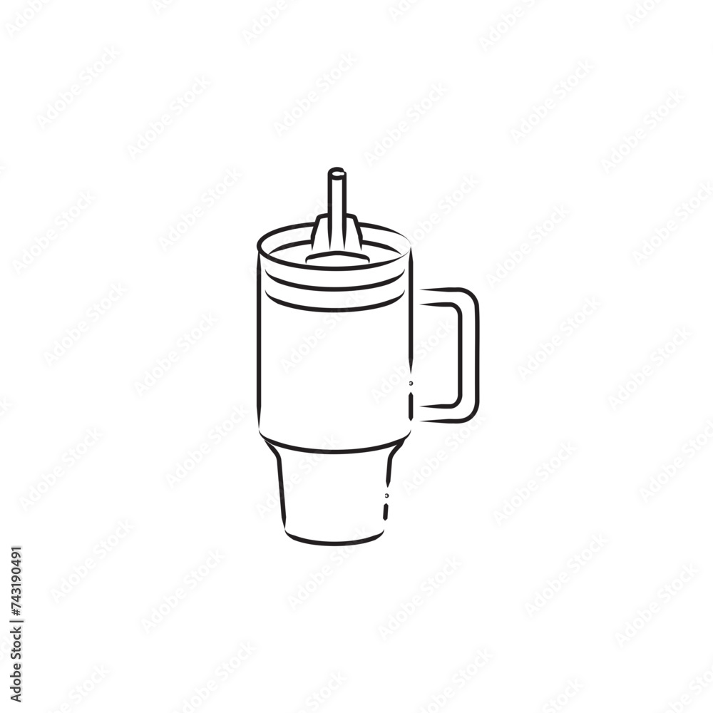 Stanley Cup Tumbler Drink Icon Flat Outline Vector, PNG, JPEG in Black ...
