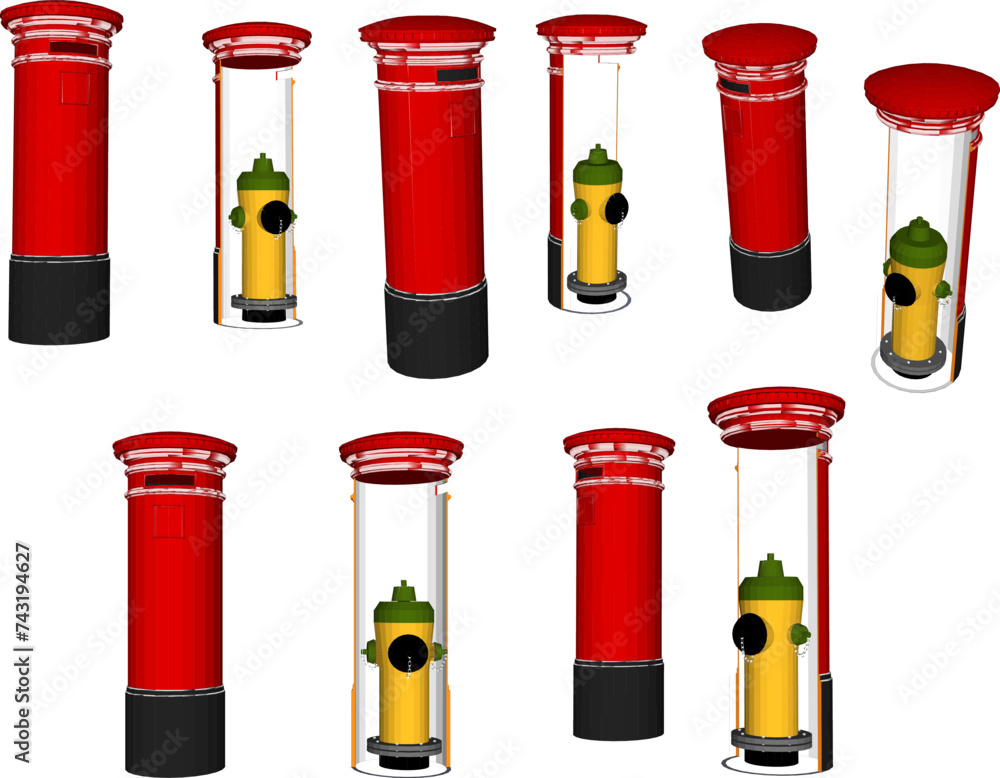 Vector sketch illustration of water hydrant design for fire fighting ...