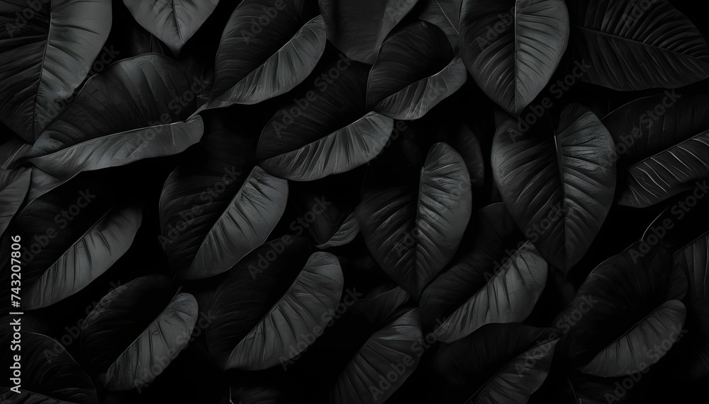 Textures of abstract black leaves for tropical leaf background. Flat ...