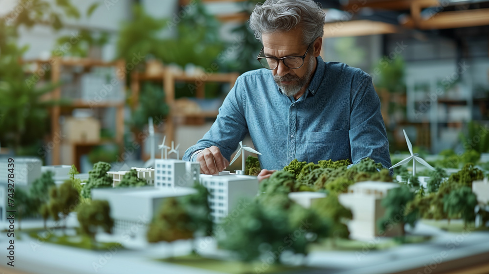 Worker, architect and engineer work on real estate construction project ...