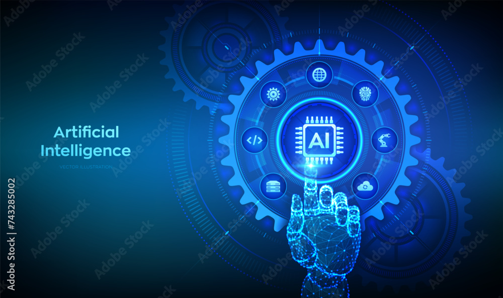 AI. Artificial intelligence. Machine learning concept. Big data ...