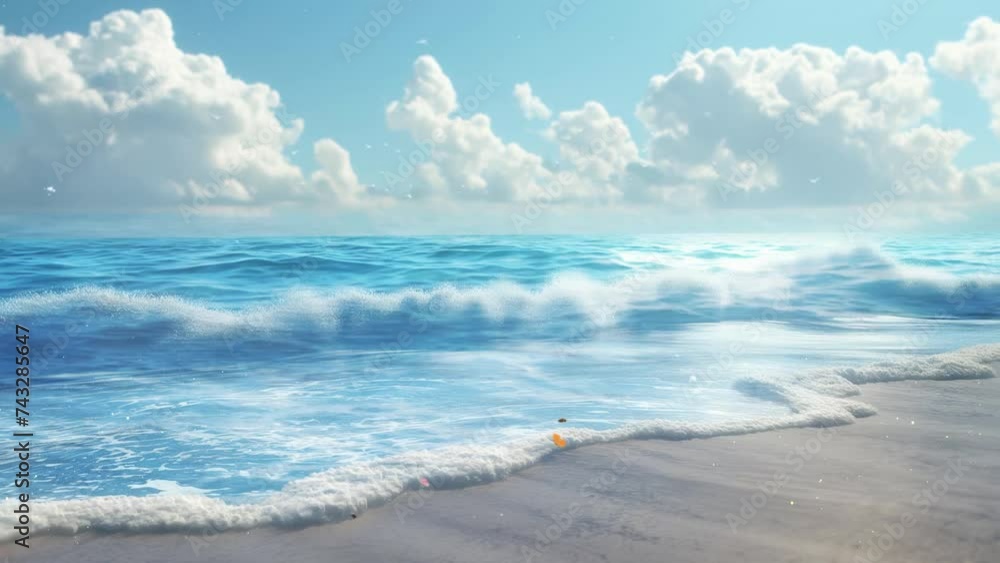 gentle wave on the beach. beautiful soft blue ocean wave on fine sandy ...