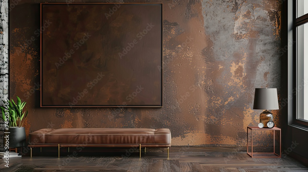 brown canvas art on a wall, wooden frame for the canvas, English modern ...