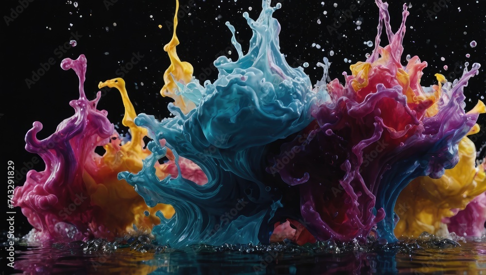 Liquid Ink Paint Water Collision in Mid-Air, Colorful Abstract Splash ...