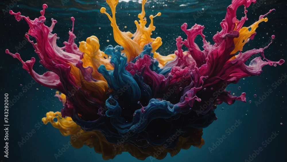 Liquid Ink Paint Water Collision in Mid-Air, Colorful Abstract Splash ...
