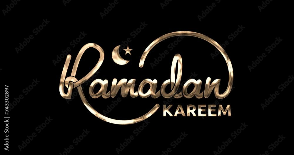 Ramadan Kareem text animation with alpha channel. Luxury Handwritten ...