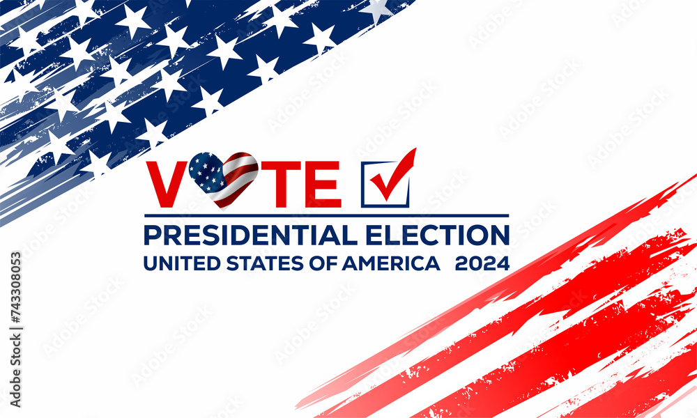 ภาพประกอบสต็อก USA 2024 Presidential Elections Event Banner, background ...