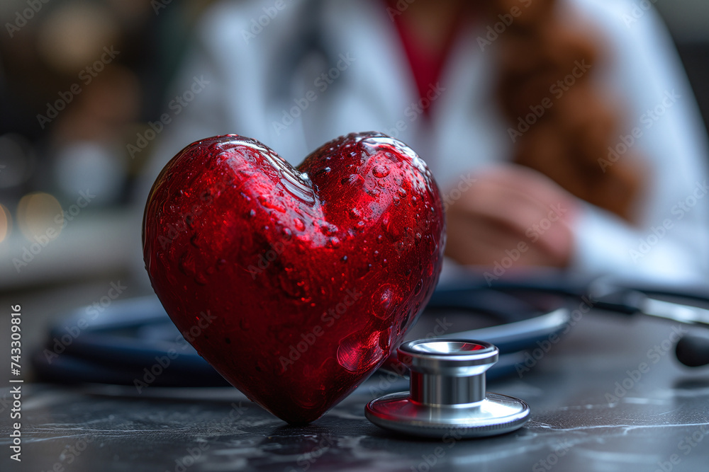 Cardiac care, periodic check-up and examinations of the heart with a ...