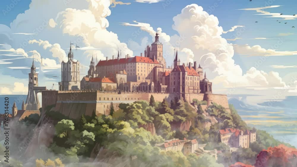 poster castle on the hill historic charm. historic building ...