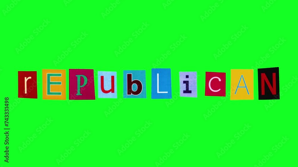 Dynamic animation with the title republican on green screen made of ...
