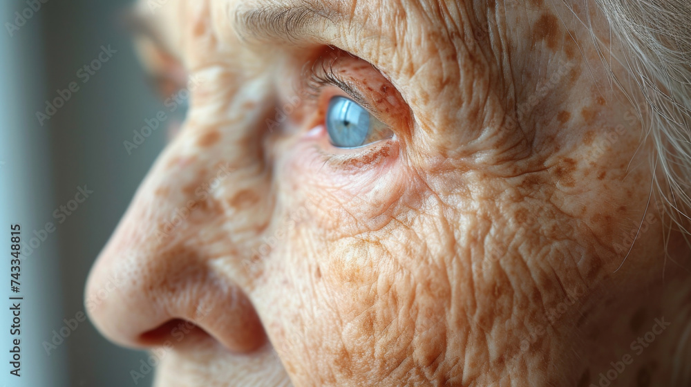 Texture of elderly skin with a thin and fragile texture deep wrinkles ...