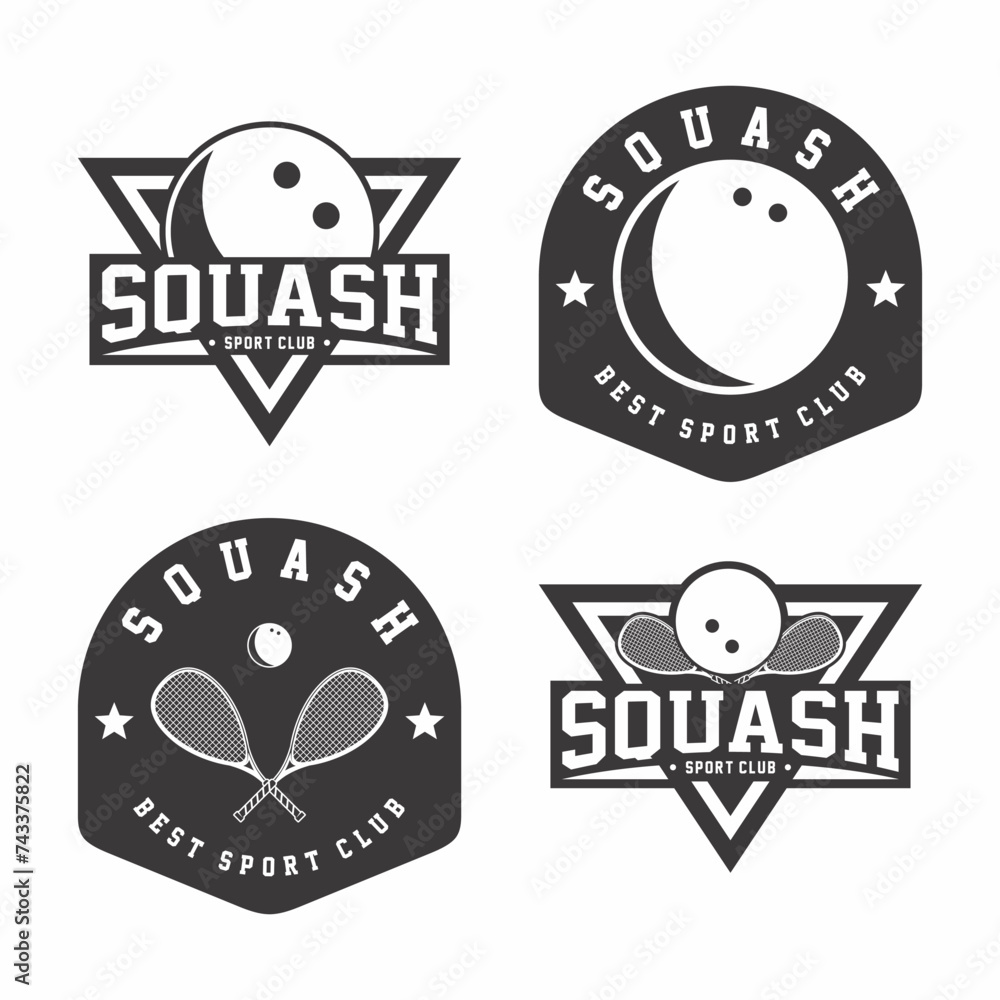 Squash logo collection, emblem set collections. Squash logo badge ...