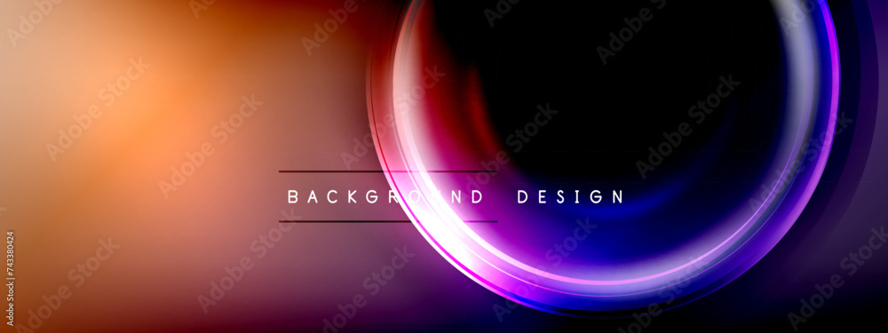 Circles lines and bubbles on bright glowing effect gradient with light ...