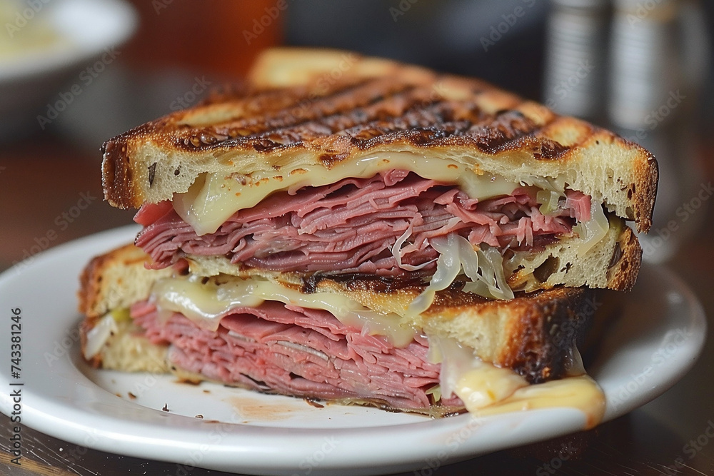 Reuben: A grilled sandwich with corned beef, Swiss cheese, sauerkraut ...