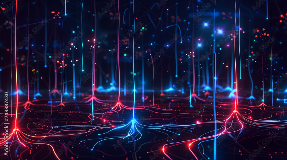 Neural network, IT background, IT wallpaper, digital interface ...