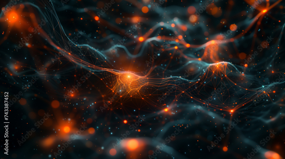 Neural network, IT background, IT wallpaper, digital interface ...