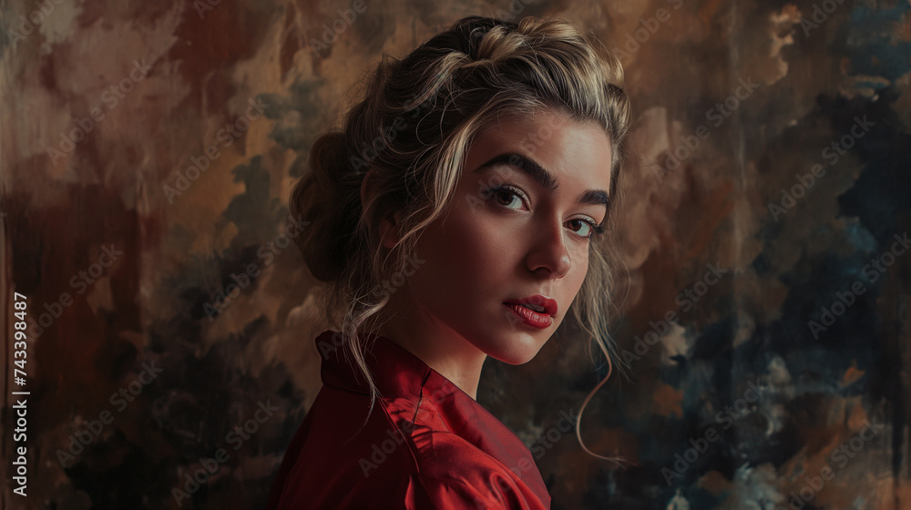 cinematic film portrait of a brunette white woman Instagram model, with ...