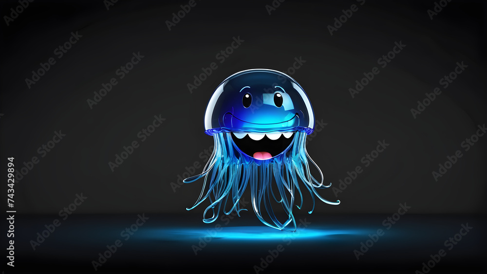 a cartoon jelly fish with a happy face funny happy and cute jellyfish ...