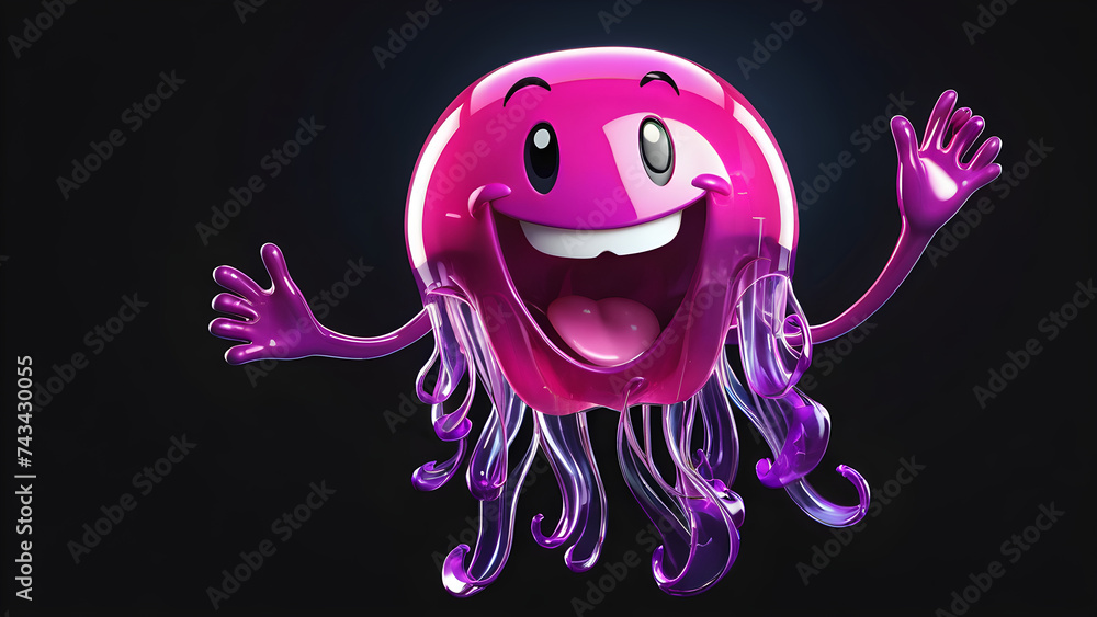 a cartoon jelly fish with a happy face funny happy and cute jellyfish ...
