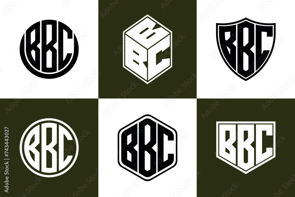 BBC initial letter geometric shape icon logo design vector. monogram ...