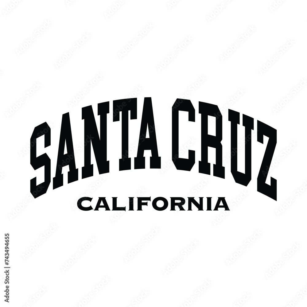 Santa Cruz text effect vector. Editable college t-shirt design ...