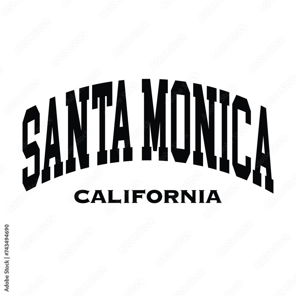 Santa Monica text effect vector. Editable college t-shirt design ...