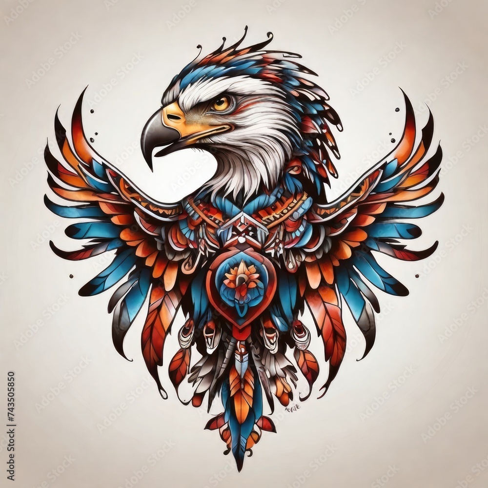 Default tattoo Orcinus or eagle color Streamline design indian, eagle art work mascoot caracter ...