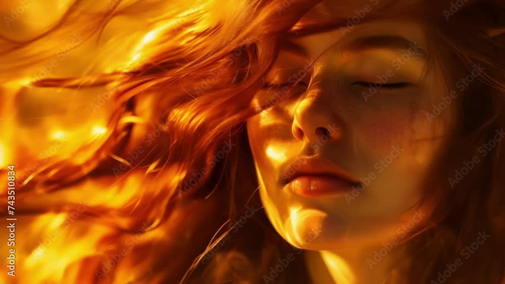 A breathtaking portrait of a woman with long, flowing hair the color of ...