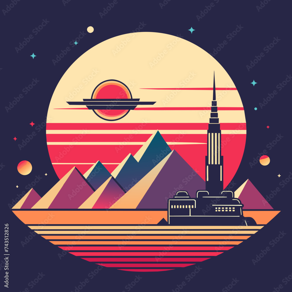Vintage-inspired illustrations of retro-futuristic technology. vektor ...