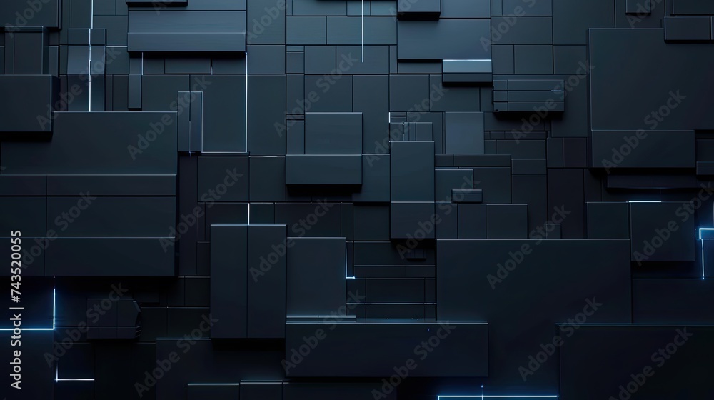 Futuristic, high tech, dark background, with a rectangular block ...