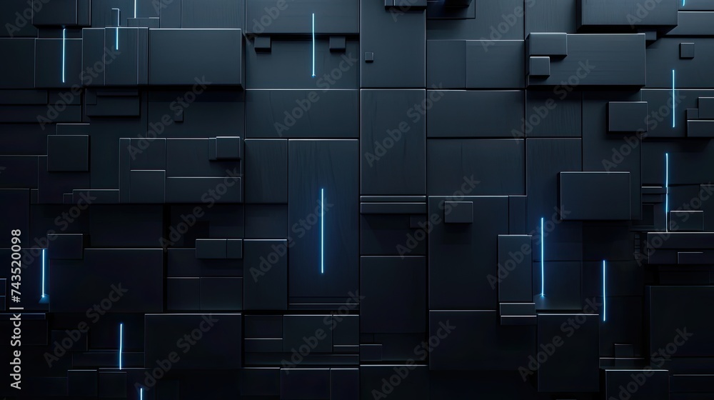 Futuristic, high tech, dark background, with a rectangular block ...
