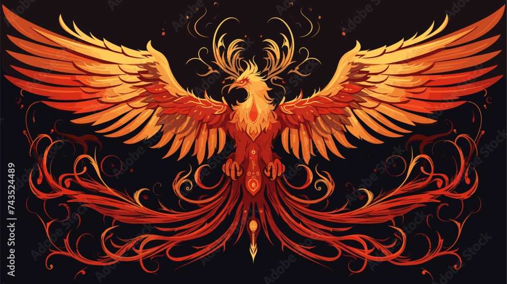 Red and gold phoenix motifs representing prosperity and good fortune ...