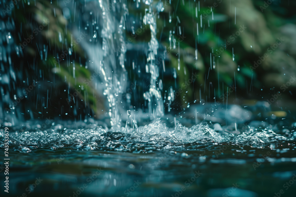 Water splash in the forest. Water is the source of life. A slide ...