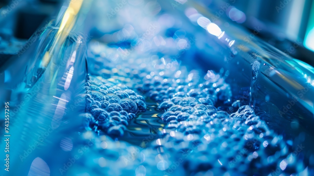 An up-close image of a water purification membrane removing pollutants ...