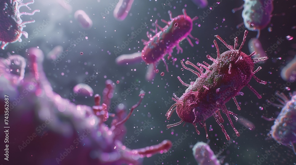 Microscopic view of bacteria being destroyed by antibiotics: A close-up ...