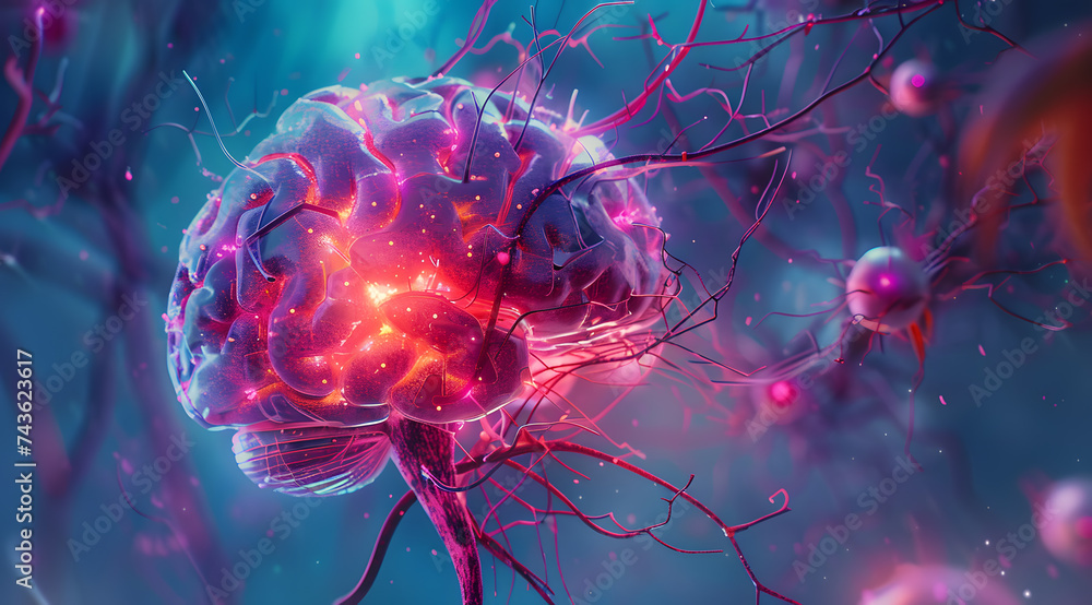 Cross section of the human brain, showcasing different regions and ...