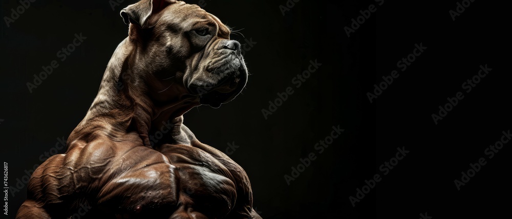 Portrait of Strong dog body builder super muscles. bodybuilder dog with ...