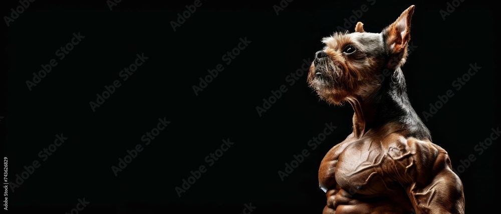 Portrait of Strong dog body builder super muscles. bodybuilder dog with ...