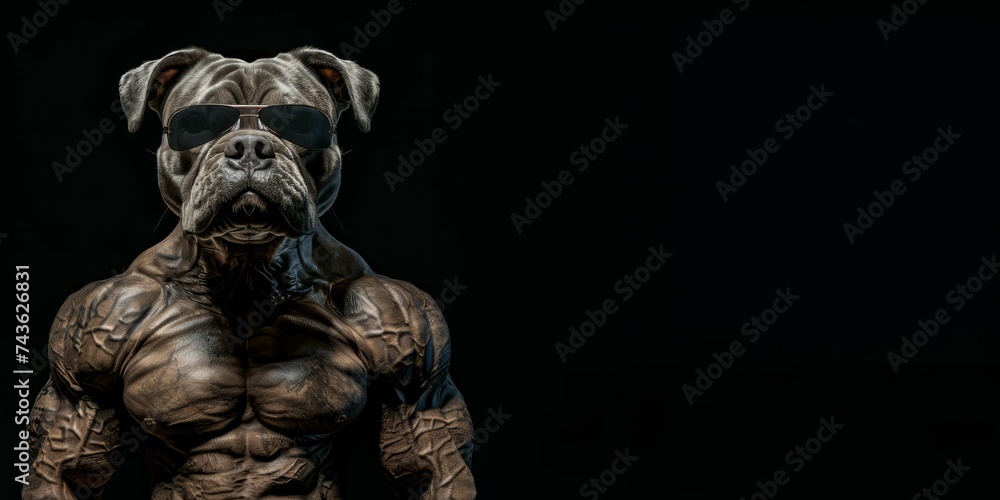 Portrait of Strong dog body builder super muscles. bodybuilder dog with ...
