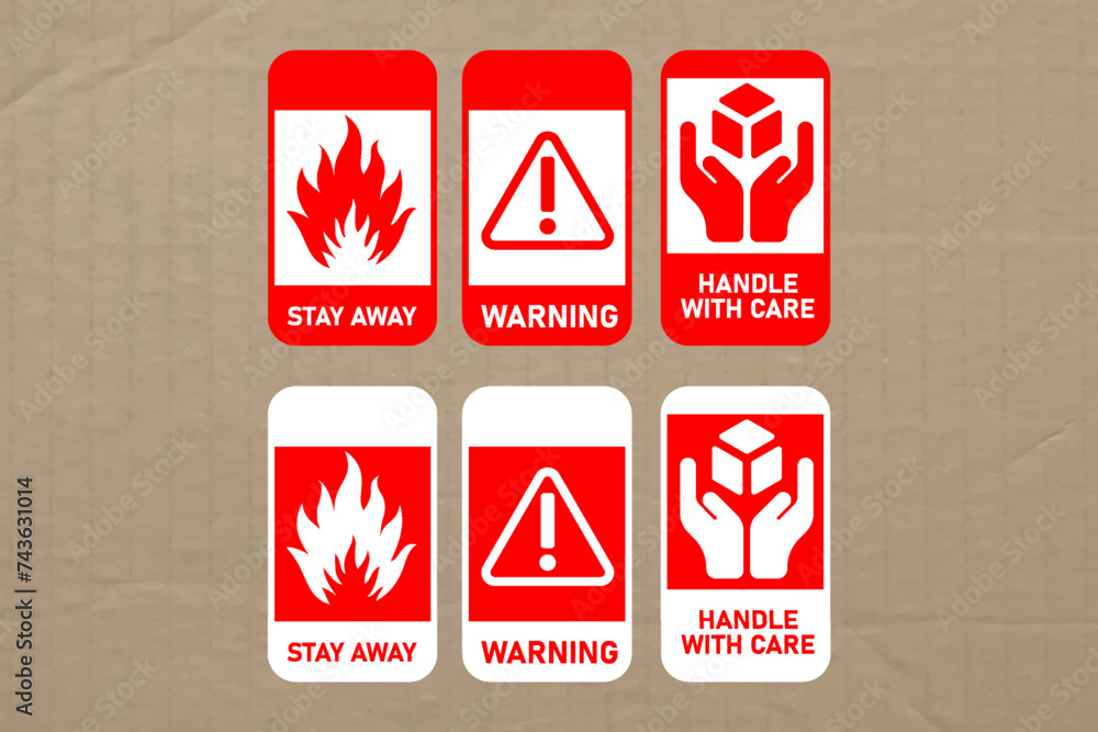 Fragile handle with care sticker and poster for delivery service vector ...