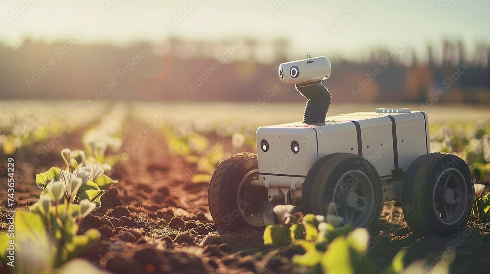 Robot performing weeding and planting in a field, demonstrating the ...