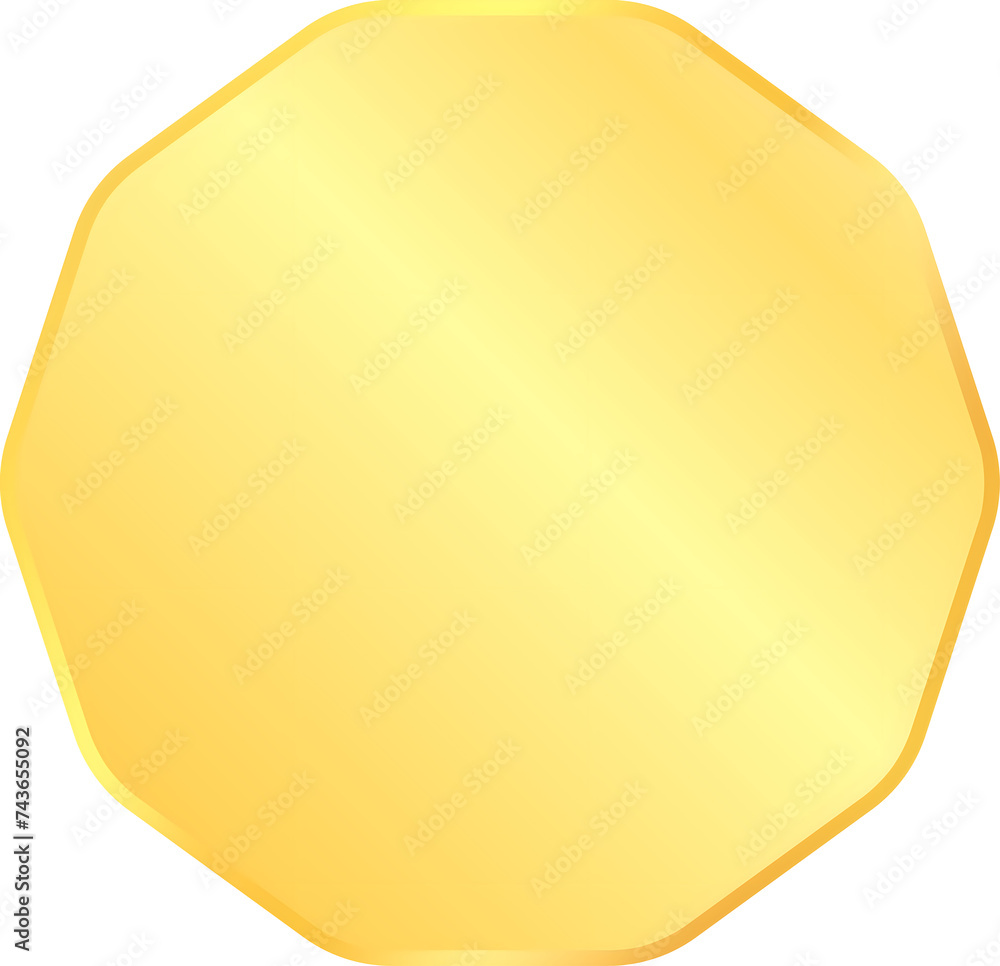 Golden rounded decagon label sign board png clipart for event holiday ...